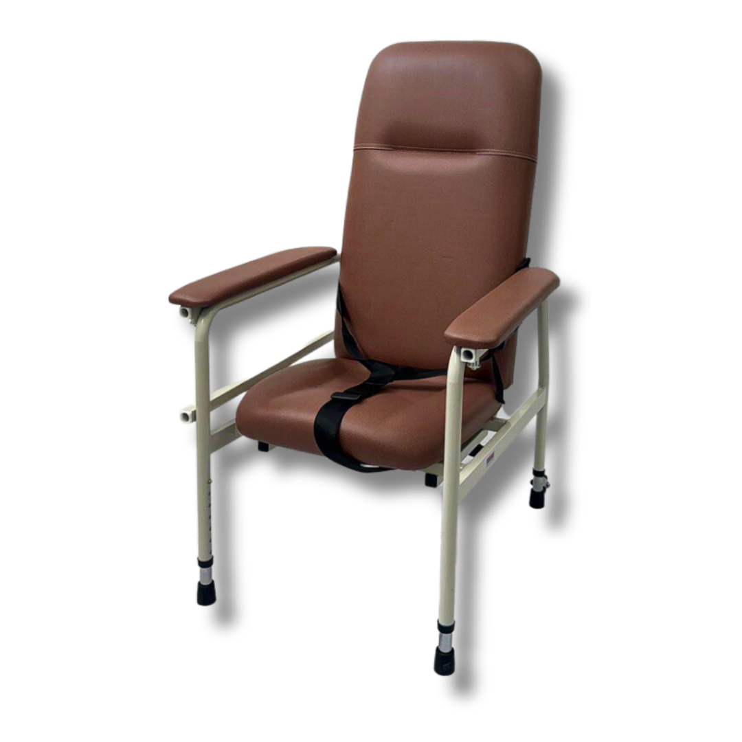 Height Adjustable Stationary Geriatric Chair with Tray - Dnr Wheels