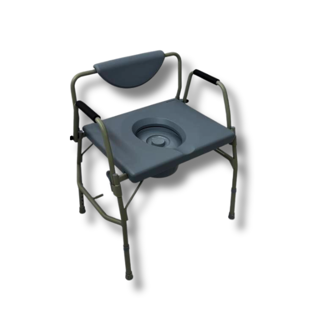 Height Adjustable Stationary Bariatric Commode - Dnr Wheels