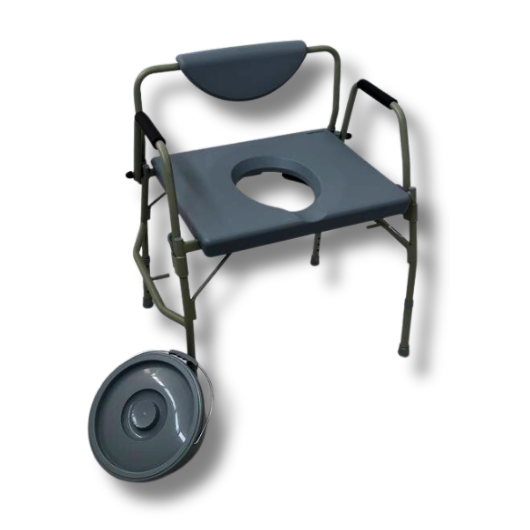 Height Adjustable Stationary Bariatric Commode - Dnr Wheels