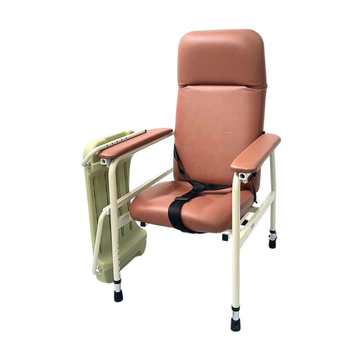 Height Adjustable Stationary Geriatric Chair with Tray - Dnr Wheels