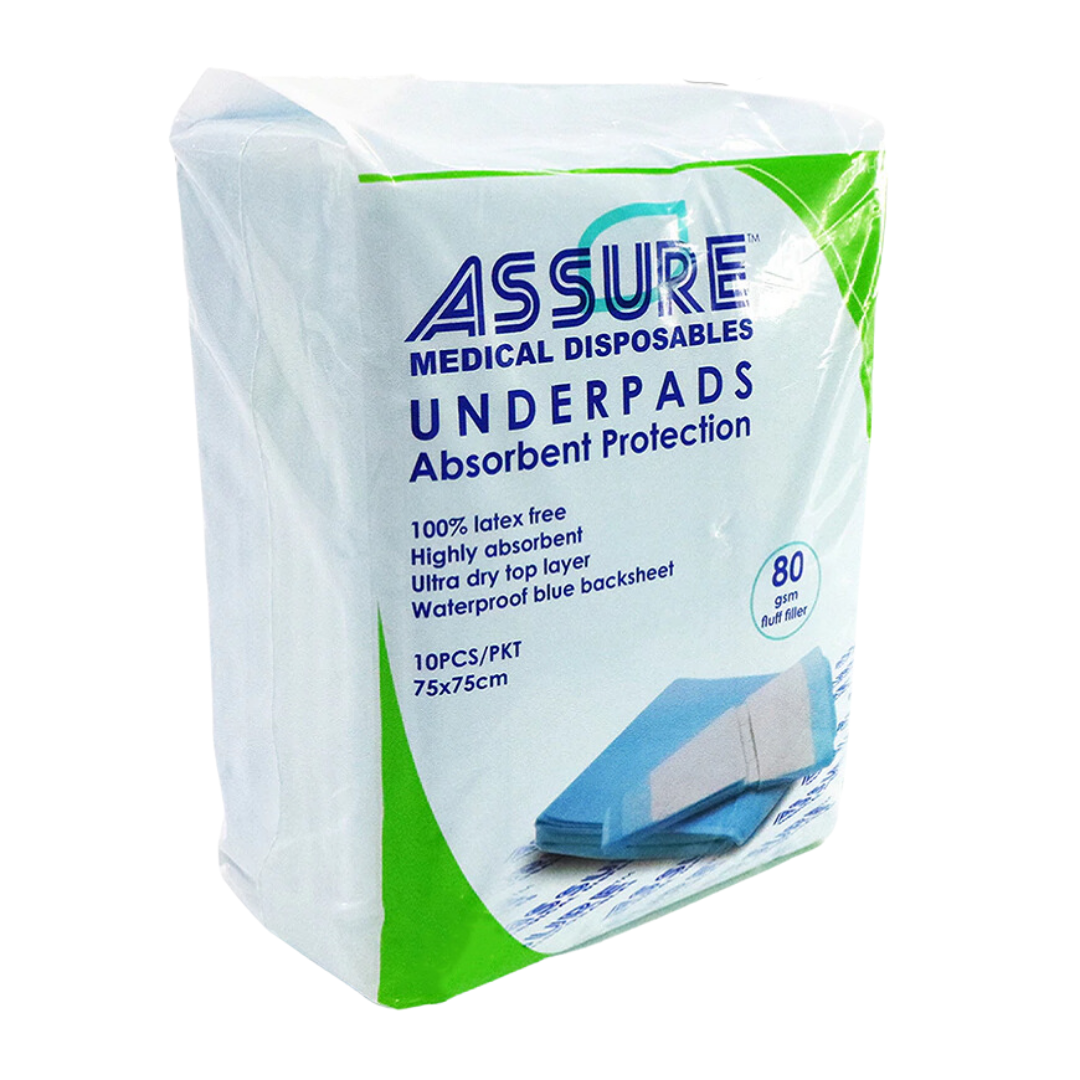 ASSURE Underpads 75 x 75cm | Strong Absorbency Waterproof Layer | DNR