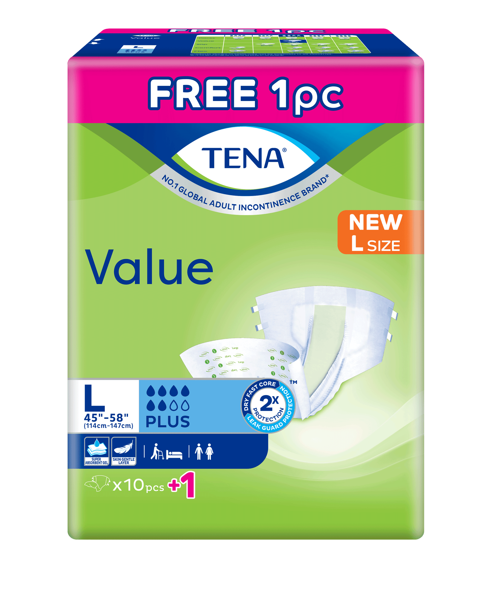Tena Value Tri-Fold Adult Diapers with Aloe Vera - Dnr Wheels