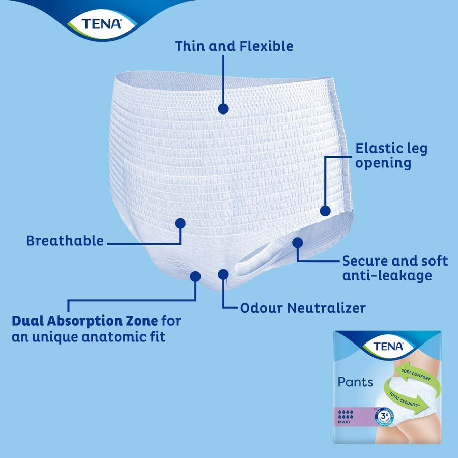 Tena ProSkin Pants Maxi 8 Drops Unisex for Day and Night - Dnr Wheels